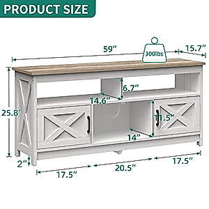 YITAHOME Farmhouse TV Stand for 65 Inch TV with Power Outlet