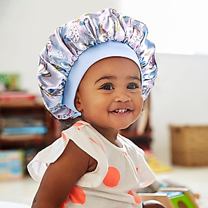 3 Pieces Kids Unicorn Satin Bonnet Wide Elastic Band Sleeping Cap Soft Silk Double Layer Night Hair Hats for Teens Toddler Child Baby