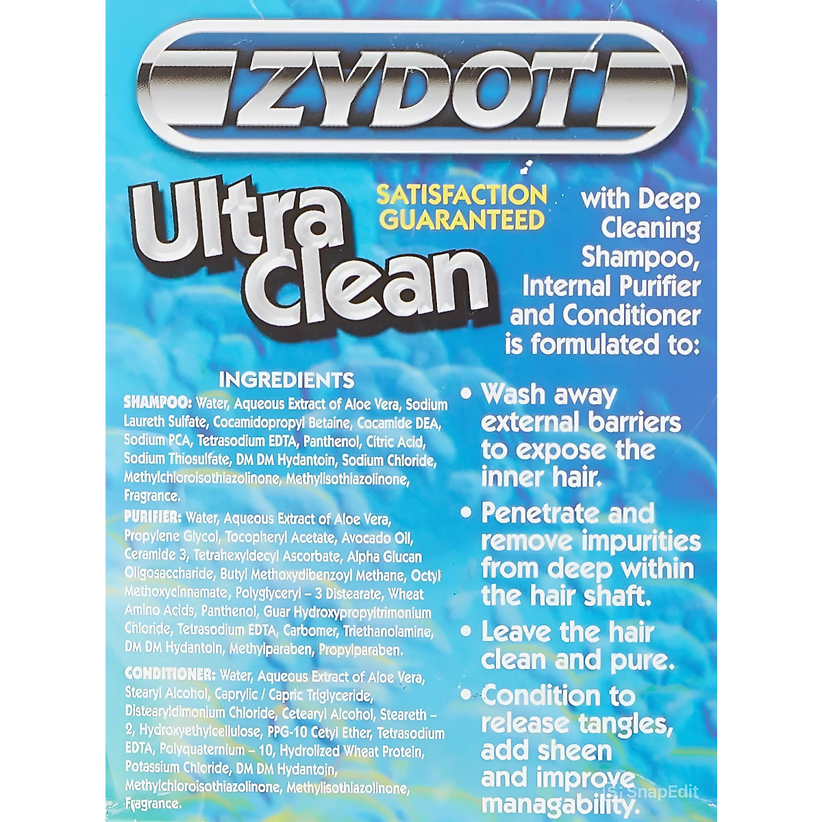 Zydot Ultra Clean Hair Detox Shampoo & Conditioner Kit, Removes Medications, Chemical Buildup & Impurities, Deep Cleansing Shampoo with Purifier & Conditioner for Hair Shaft Detox