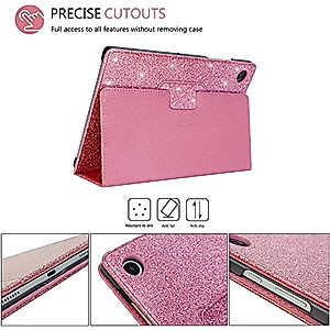 CASZONE Samsung Galaxy Tab A8 10.5 inch Case 2022 with Pencil Holder,Glitter Bling Folding Stand Smart Auto Wake/Sleep Tablet Cover Protective for Girls/Women Glitter Pink