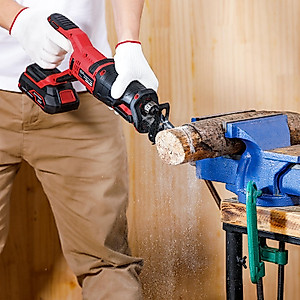 Reciprocating Saw Cordless, 20V Power Reciprocating Saw with Battery and Charger, 3000SPM Compact Reciprocating Saw with 6 Tool-Free Blades for Wood & Metal Cutting (1PC Battery)