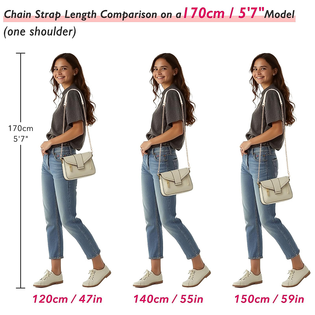 kilofly 2pc Gold Plated Faux Leather Removable Clutch Chain Shoulder Straps Set