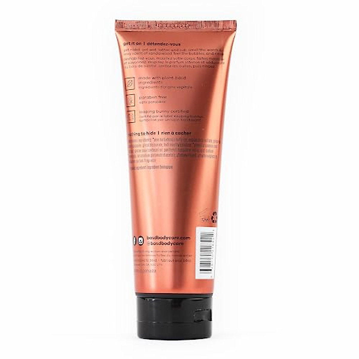 basd Natural Body Wash, Seductive Sandalwood | Organic & Moisturizing Ingredients, Vegan, Hypoallergenic, 8 Ounce Tube