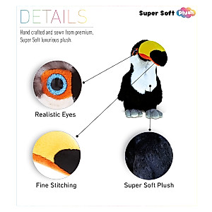 DolliBu Toucan Plush - Super Soft Toucan Stuffed Animal, Cute Tropical Rainforest Animals Figures Bird Plush Toy for Boys and Girls, Adorable Toucan Bird Toy for Kids, Teens, and Adults - 8 Inches