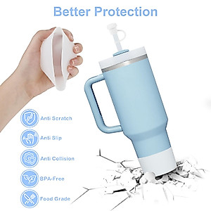 8 PCS Straw Cover Spill Stopper Boot Sleeve for Stanley Cup 40oz 30oz H1.0 H2.0, Include 2 Silicone Boot 2 Straw Cover Cap 2 Round Lid Stopper and 2 Square Spill Stopper(Clear)