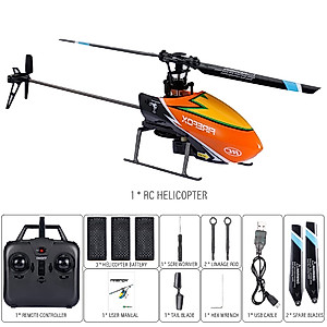 GoolRC C129 RC Helicopter for Adults and Kids, 4 Channel 2.4Ghz Remote Control Helicopter with 6-Axis Gyro, Aileronless RC Aircraft with Altitude Hold and 3 Batteries (Orange)