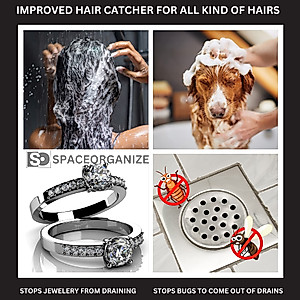 30 Pack, Disposable Shower Drain Hair Catcher Mesh Stickers, Disposable Hair Catchers for Shower Drain, Bathroom, Bathtub - SPACEORGANIZE