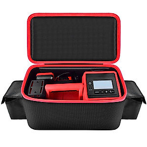 Air Compressor Bag Compatible with Milwaukee M18 Inflator 2848-20/2771-20, Air Pump Carrying Box for Milwaukee Tools,Storage Holder for 18V 3.0/4.0/5.0/6.0/6.5/7.0/8.0Ah Battery (Case Only)-Black