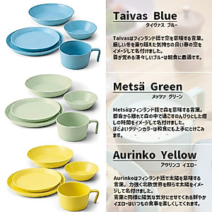 TAMAKI Luonto T-947746 5-Piece Set, Tyvas Blue Plate, Color Dish, Pasta Plate, Bowl, Soup Cup