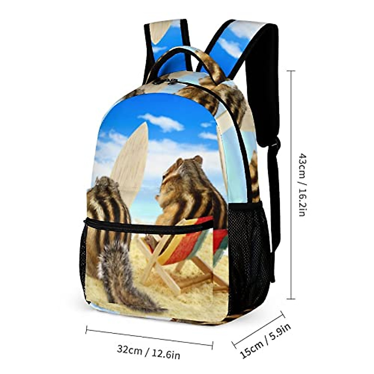 Niapessel Kids Backpack for School, Funny Chipmunks Beach Tropical Pattern Students Bookbags School Bags Girls Boys
