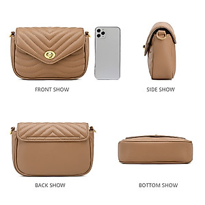 Brown Quilted Crossbody Shoulder Bag with Coin Purse - Lightweight Trendy Handbag for Women