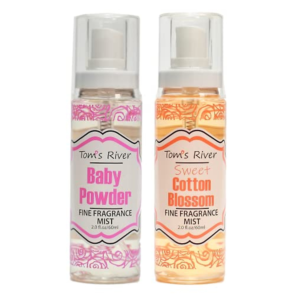 Infinix Fine Fragrance Mist Set - Baby fresh powder & Cotton Blossom - 2 fl oz/60ml - Pack of 2, Body Spray for Women, Gentle and Long Lasting Perfume for Men & Women, For Daily Use, Summer Ready