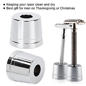Safety Razor Base Holder, Men's Shaving Razor Stand Holder Wide Opening Alloy Universal Men Shaving Brush Drying Stand Toothbrush Holder for Bathroom Countertops Manual Razor Holder for Countertops