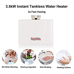Thermoflow 110V~120V Mini Tankless Water Heater Electric Point of Use On Demand Instant Hot Water Heater for Sinks Wall Mounted, CSA Certified 3.5kW Hard Wired