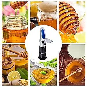 Honey Refractometer with ATC - Tiaoyeer Refractometer for Honey Moisture, Brix and Baume, 58-90% Brix Scale Range Honey Moisture Tester (Honey Refractometer)