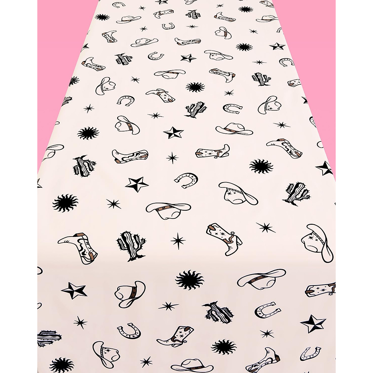 xo, Fetti Western Tablecloth | 9' x 4.5' | Rodeo Bachelorette Tablescape, Ranch Birthday Party Decoration, Cowgirl Table Decor, Cowboy Kids Party Supplies