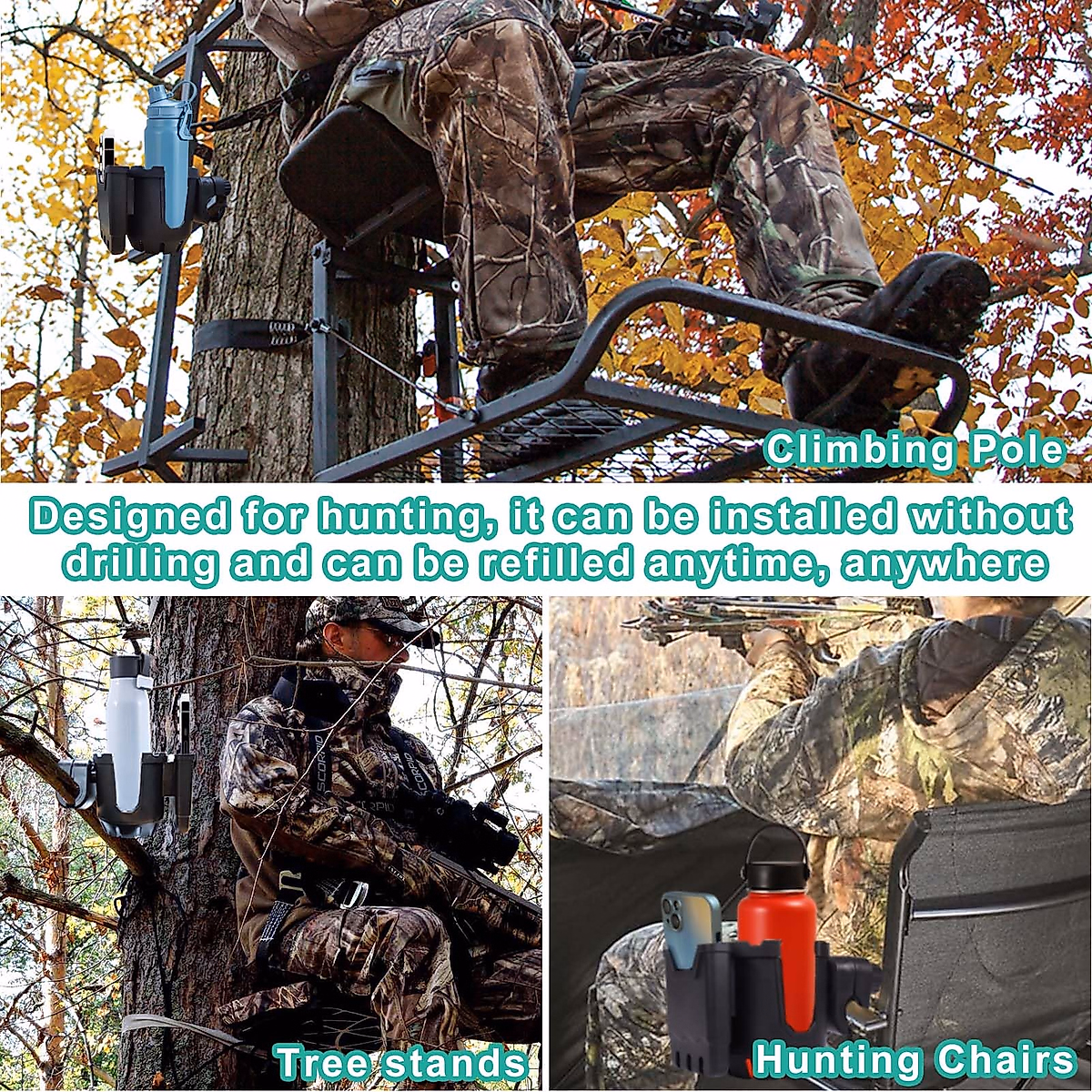 Vodolo Tree Stand Cup Holder - Tethered Saddle Hunting Platform System Kit - 1PCS