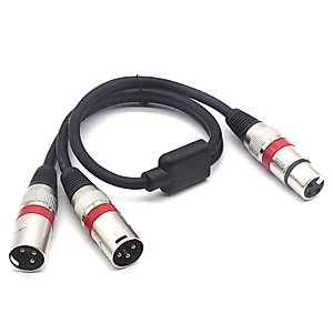 SiYear 1.5FT Balanced Microphone Patch Y Cable Cords - XLR Female to Dual XLR Male 3 Pin Splitter Cord Audio Adapter (XLR-F to Two XLR-M)-50 CM