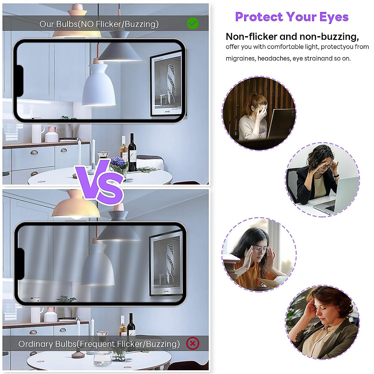 UPWATT LED Light Bulbs, A19 Daylight 6500K Light Bulb, 12W (100 Watt Equivalent) 1200 Lumens, Non-Dimmable, E26 Standard Medium Base Super Bright Lamp for Bathroom Home Lighting 4 Packs