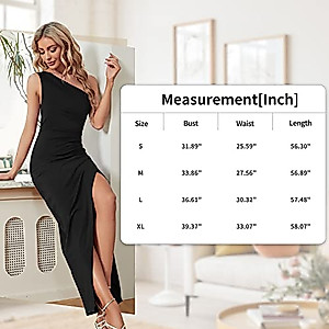 Sarin Mathews Womens One Shoulder Long Formal Dress Sexy Summer Sleeveless Bodycon Ruched Wrap Split Cocktail Dresses Black L