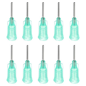 PATIKIL 18Ga x 0.5 Inch Dispensing Needle Tips, 100Pcs Stainless Steel and Plastic Glue Needle Tube Blunt Tips with Luer Lock for Glue Oil Applicator, Cyan Blue