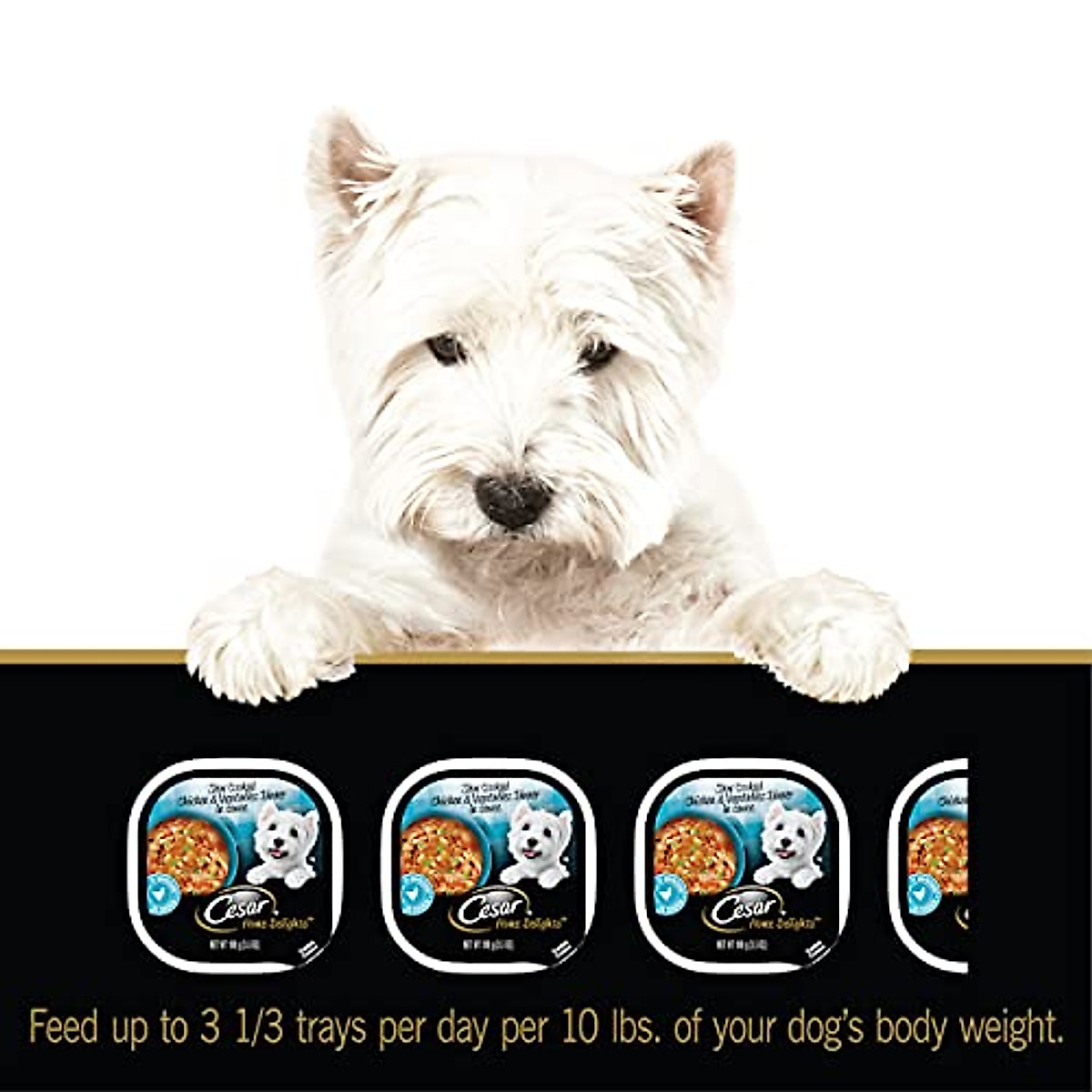 CESAR HOME DELIGHTS Wet Dog Food Slow Cooked Chicken & Vegetables Dinner in Sauce, (24) 3.5 oz. Easy Peel Trays