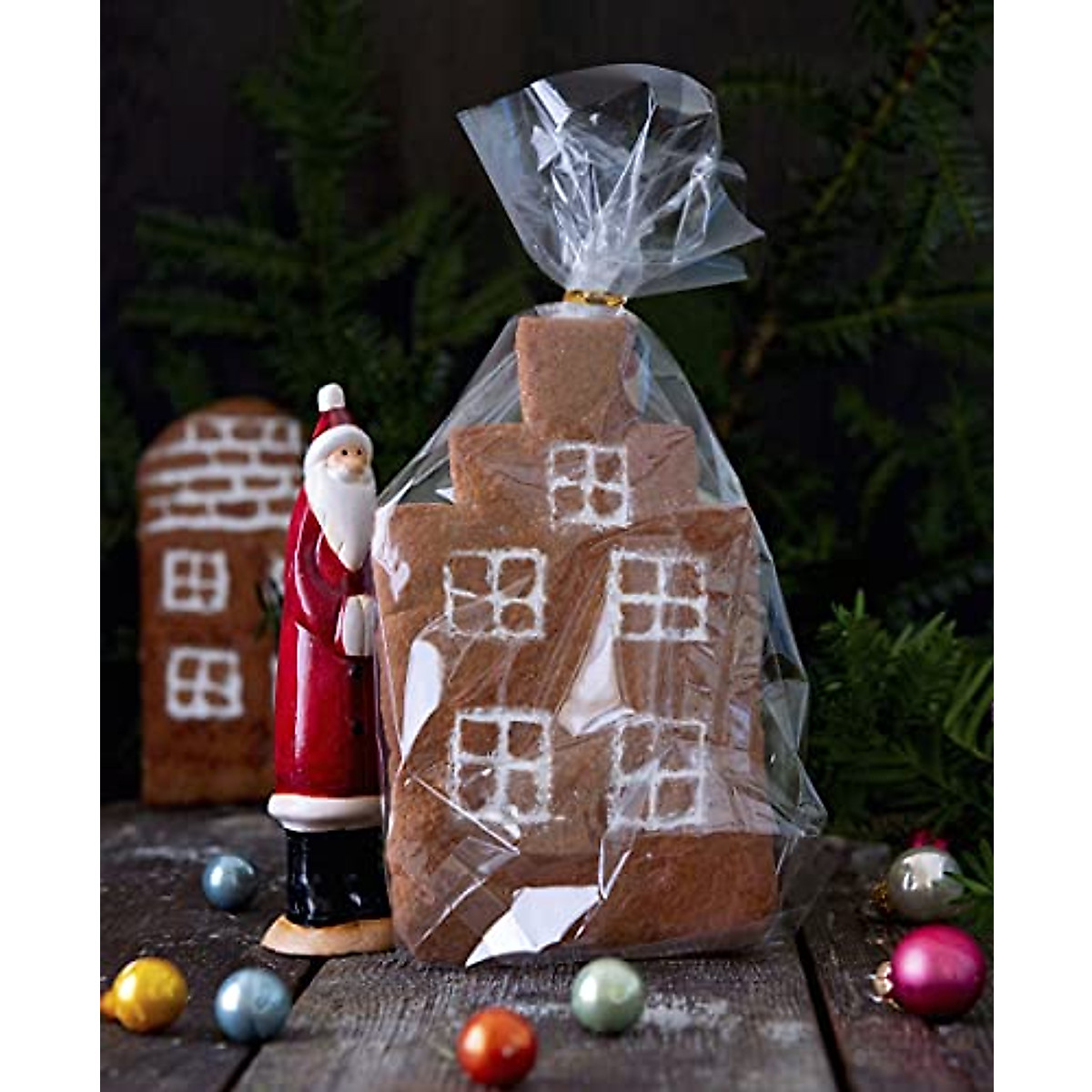 Bosose 50 Pcs 12x16 Clear Treat Bags OPP Cello Cellophane Treat Bags for Gift Wrapping, Bakery, Cookie, Candies, Dessert, Party Favors Packaging, with color Twist Ties