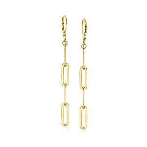 Charles Garnier 18kt Gold Over Sterling Paper Clip Link Drop Earrings