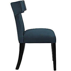 Modway Curve Mid-Century Modern Upholstered Fabric with Nailhead Trim in Azure, One Chair