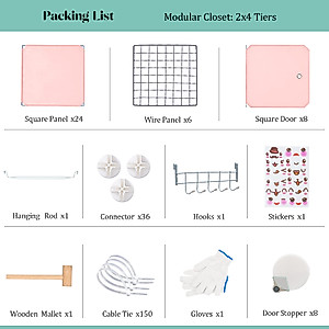 BRIAN & DANY Portable Wardrobe Closet for Hanging Clothes, Bedroom Armoire with Doors, Modular Cabinet for Space Saving, Ideal Storage Organizer Cube for Books, Toys, Towels (8-Cube), Pink