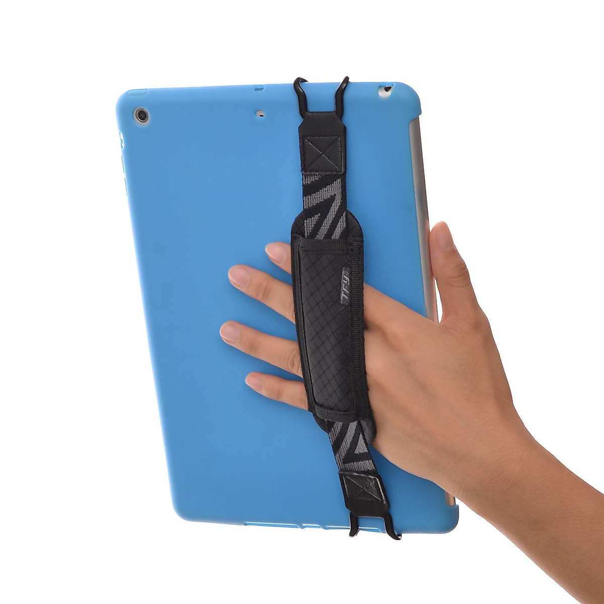 TFY Tablet Security Hand Strap Holder, Compatible with iPad (iPad Mini & Mini 5 & Mini 6 / iPad Air 4 / iPad Air 5 / iPad Pro 9.7Inch) - Samsung Tablets - Nexus 7 / Nexus 10 and More (Black)