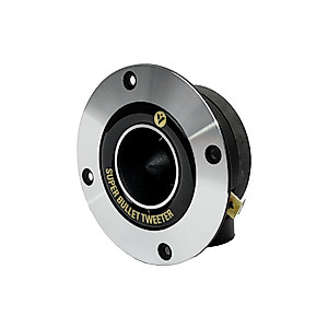 VOYZ 400 Watt Super Tweeter 2KHz - 20KHz - 1” Super Horn Heavy Duty Bullet Tweeter Titanium Diaphragm 4 ohms Chrome Finish with Crossover Capacitor (1 Pair)