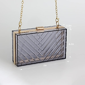 WJCD Clear Purses For Women Clear Purse Acrylic Clear Clutch Bag Clear Bag Stadium Approved (Grey)