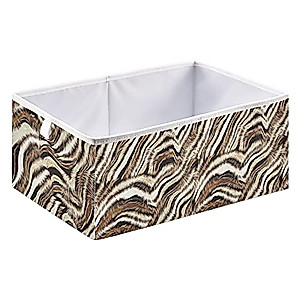 Leopard Zebra Print Cube Storage Bin Collapsible Storage Bins Waterproof Toy Basket for Cube Organizer Bins for Nursery Toys Kids Books Closet Shelf Office - 11.02x11.02x11.02 in