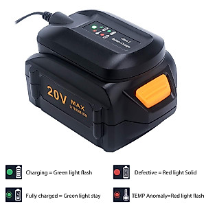 Qbmel 20Volt WA3742 Replacement Charger for Worx 18V&20V Lithium Battery WA3578 WA3580 WA3520 WA3525 Power Share WA3575 WA3512 WA3522 WA3544 WA3732 WA3875 WA3881 Cordless Tools Batteries