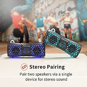 HEYSONG Portable Bluetooth Speaker, IPX7 Waterproof Wireless Speaker with LED Flashing Lights, Loud Sound & Bass, 2000mAh Battery, Travel Speakers for Pool, Beach, Kayak, Gifts for Men, Women