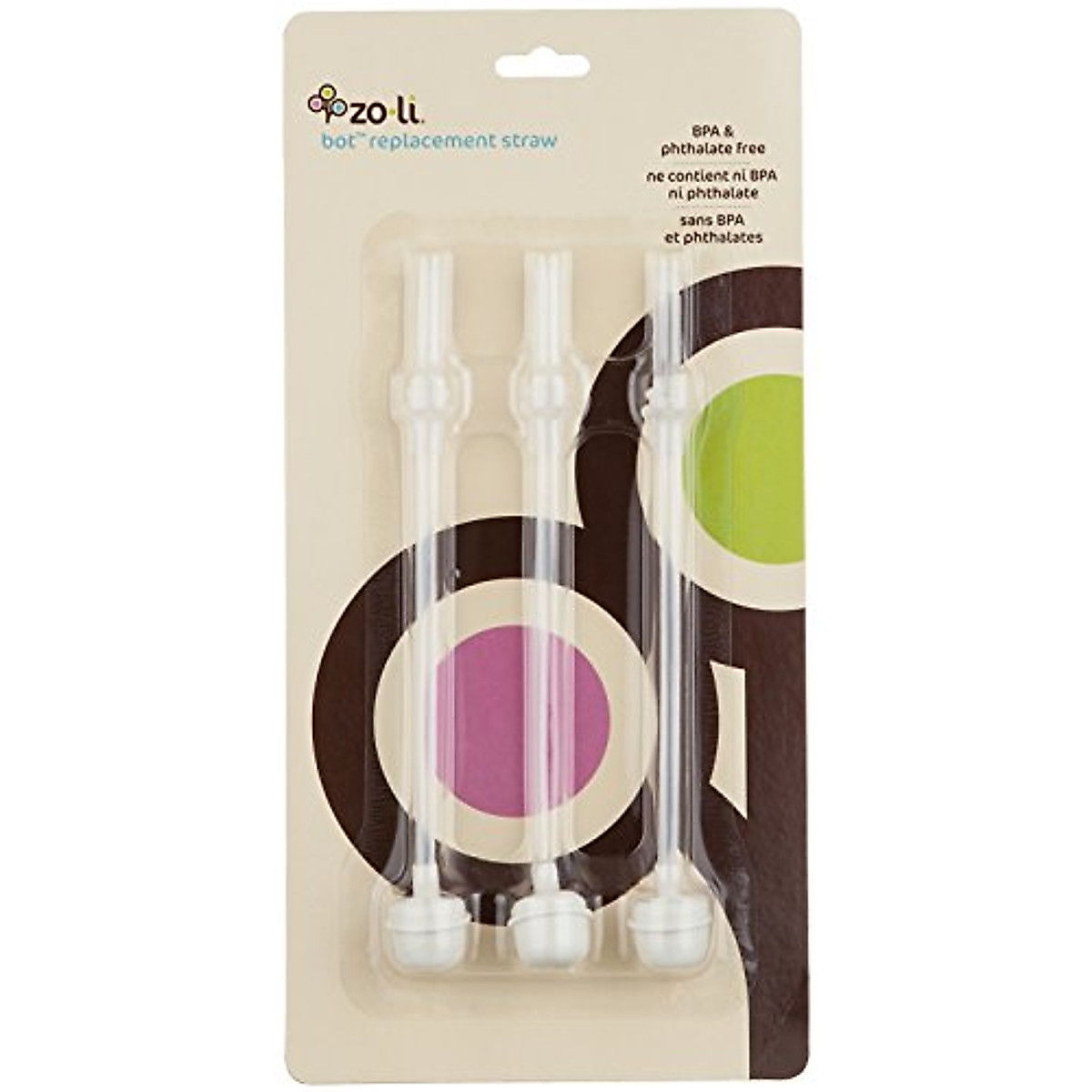 ZoLi BOT Weighted Straw Sippy Cup Replacement Straws | 3-Pack, fits BOT 6 oz and 9 oz Cups