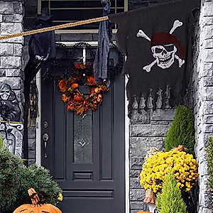 2 Pieces Halloween Pirate Flag 3 x 2.5 Feet Jolly Roger Flag Weathered Pirate Flag Retro Pirate Creepy Ragged Flag Skull Bones Pirate Banner for Halloween Decorations, Pirate Party, Kids Room Decor