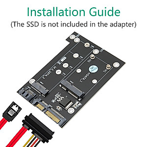 Adapter Card, M.2 and MSata SSD to SATA3, MSata SSD 6Gbps Mass Storage Interface, Read Speed 520MB/S, Plug and Play Suitable for 2230, 2242, 2260, 2280