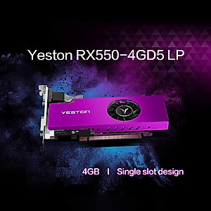YESTON AMD Radeon RX550 4G D5 LP Gaming Graphics Card Radeon Chill 4GB Memory GDDR5 128Bit 6000MHz VGA + HD + DVI-D GPU,Half Height, Single Slot Graphics Card with Small Blank