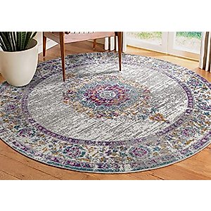 Leick Home 595272 Song Floral Indoor Outdoor Area Rug Round 5'3"