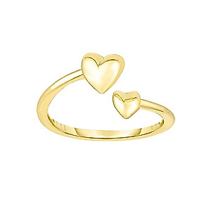 14K Yellow Gold Hearts Bypass Toe Ring 9mm