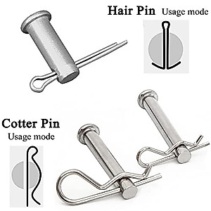 60 Pcs Cotter Pin Hair Pin Assortment Kit, Zinc Plated R Clip Key Fastener Fitting Set for Use on Hitch Pin Lock System Automotive Marine Tractors Mower Carts Truck Engine Repair, 2 Styles 12 Sizes