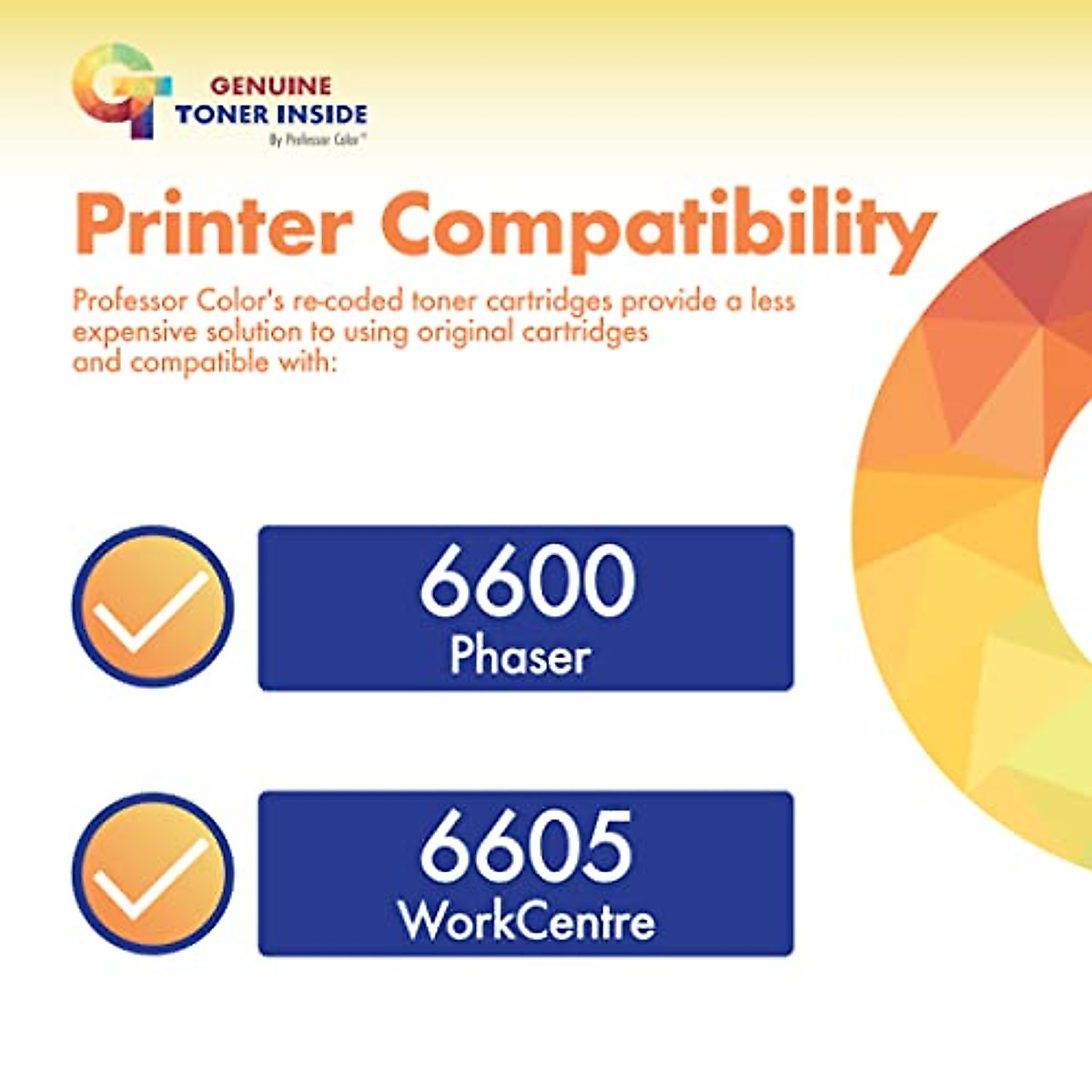 Professor Color Re-Coded OEM Toner Cartridge Replacement for Xerox Phaser 6600 and Xerox WorkCentre 6605 | 106R02225 106R02226 106R02227 106R02228 - High Yield 4 Pack
