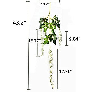 Beautymee Artificial Wisteria Garland 12Pack 3.6 Feet Artificial Flowers Fake Wisteria Vine Silk Flower for Wedding Decorations Home Garden Party Decor (White, 12)