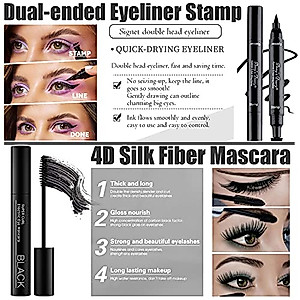 All in One Makeup Kit, Includes 12 Colors Naked Eyeshadow Palette, Buff Beige Liquid Foundation, Lipstick Set, Mascara, Makeup Brush, Makeup Sponge, Eyebrow Powder, Eyebrow Soap, Winged Eyeliner Stamp, Makeup Gift Set for Women(#104)