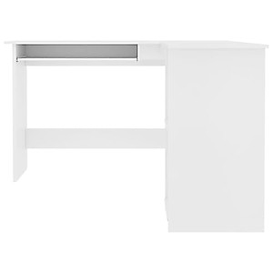 vidaXL Corner Desk, L-Shaped Computer Desk with Pull-Out Keyboard Tray, Home Office Desk, Workstation, Modern, White Engineered Wood