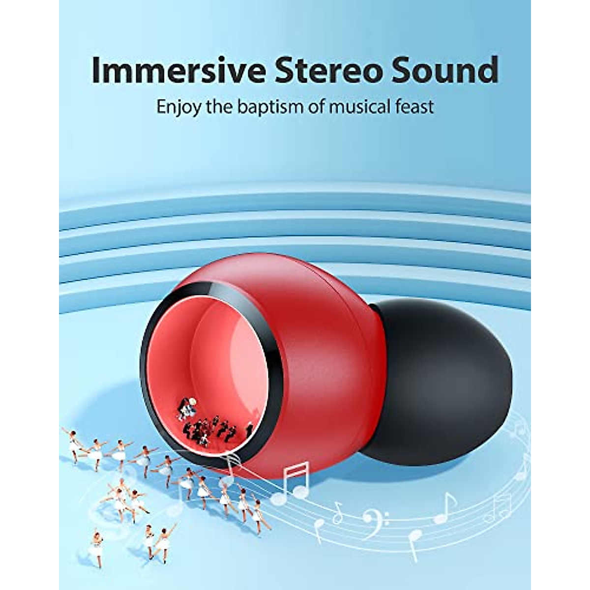 Wireless Earbuds Upgraded 5.3 Headphones with LED Power Display Charging Case IPX7 Waterproof Ear Buds in-Ear Earphones with Microphones for Android Gaming PC Computer Laptop TV Sport Music