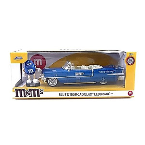 Jada Toys M&M's 1:24 1956 Cadillac El Dorado Die-cast Car w/ 2.75" Blue Figure, Toys for Kids and Adults