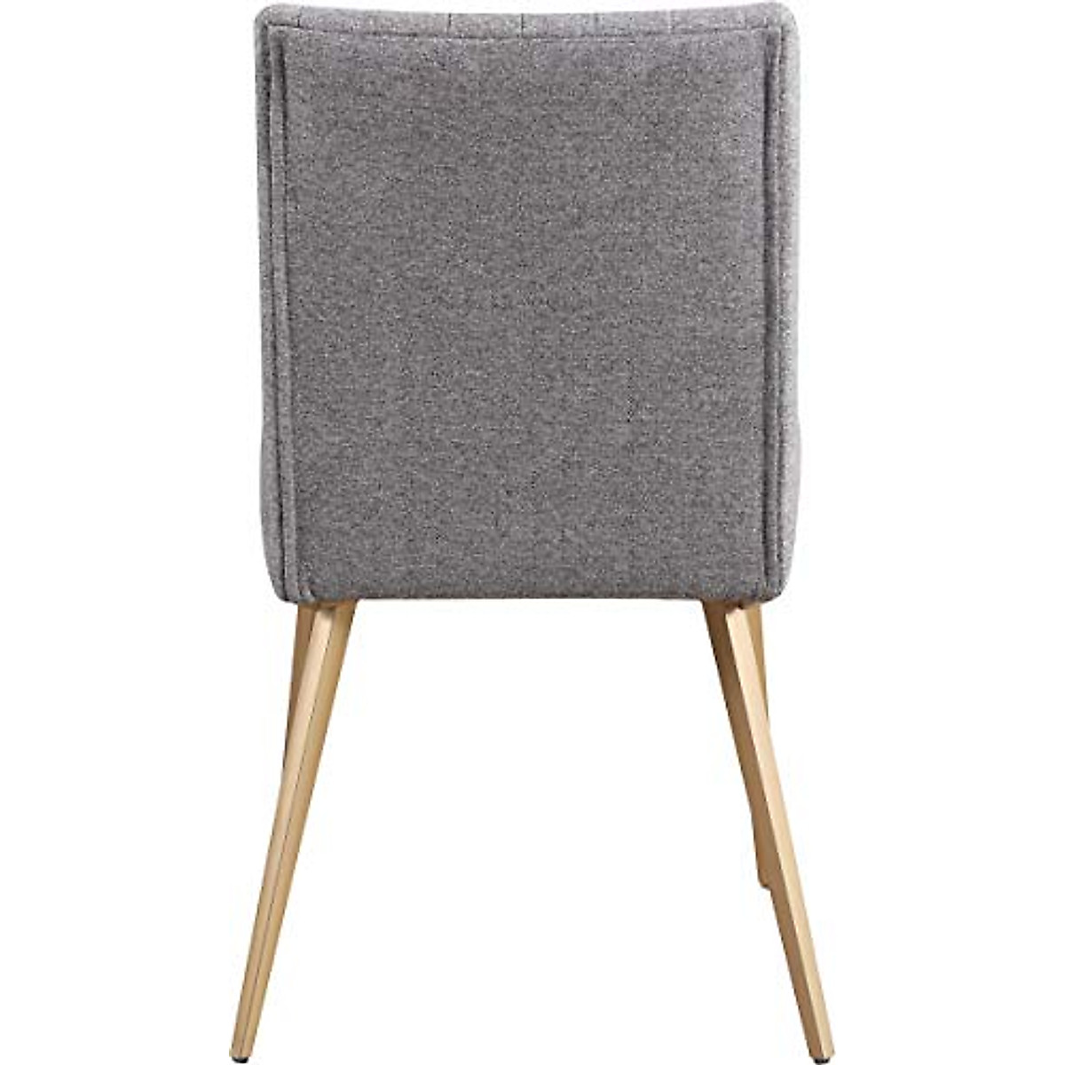 Meridian Furniture Eleanor Collection Modern | Contemporary Linen Upholstered Dining Chair with Channel Tufted Wing Back and Brushed Gold Legs, Set of 2, 20" W x 23.5" D x 35.5" H, Grey